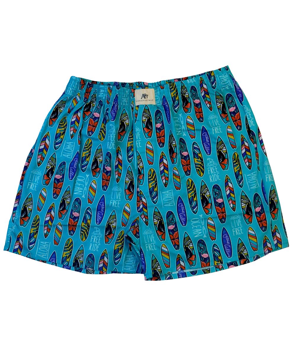 Aero Printed Woven Boxers Aruba Blue| Style 24 - aeropostale